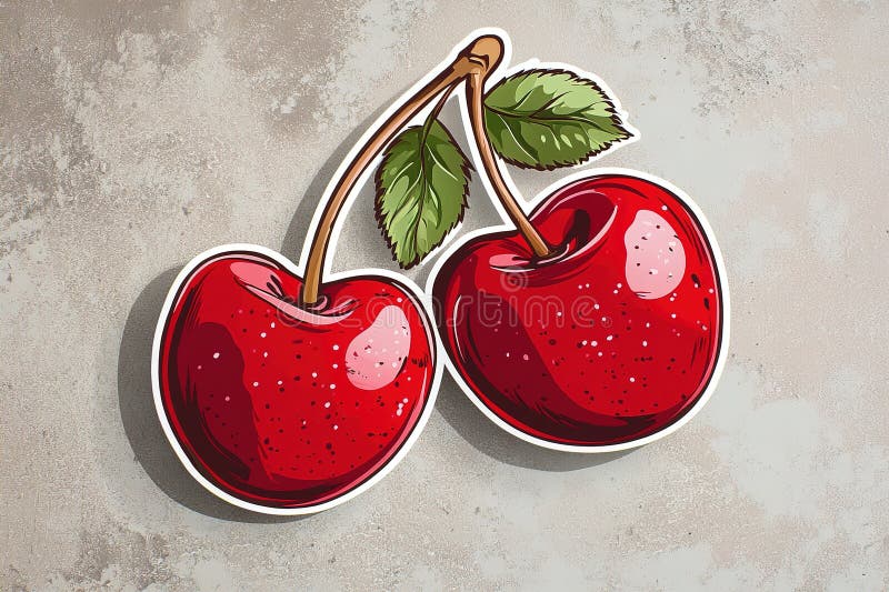Sweet Cherry Duo: Adorable Cartoon Stickers, Perfect for Summer Designs ...