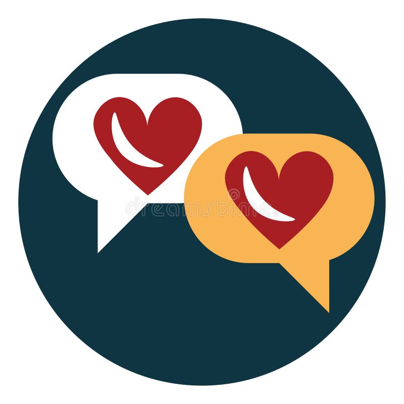 Two Chat Heads with Hearts, Icon Stock Vector - Illustration of icon ...