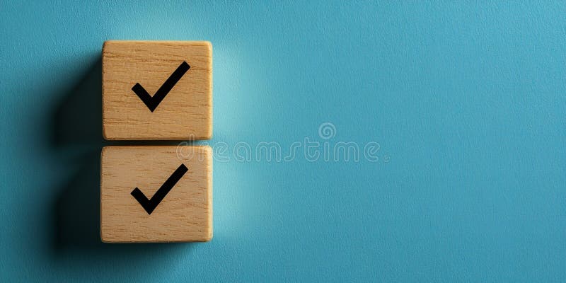 Two check marks on blocks stock illustration. Illustration of finished ...
