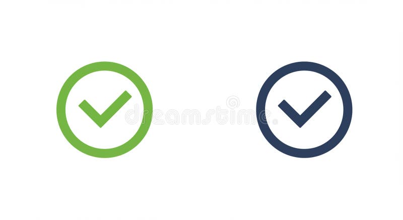 Two Check Marks Inside Circles are Displayed on a Plain White ...