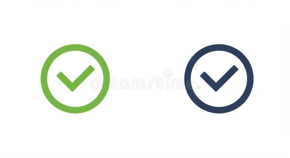Two Check Marks Inside Circles are Displayed on a Plain White ...