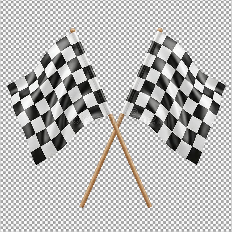 Two Checkered Flags Crossed in an X Formation with Realistic Fabric ...