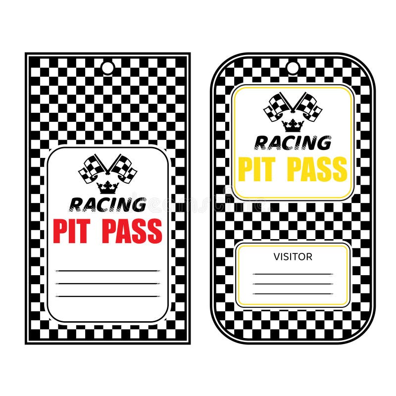Two Checkered Racing Pit Pass Frames Stock Vector - Illustration of ...