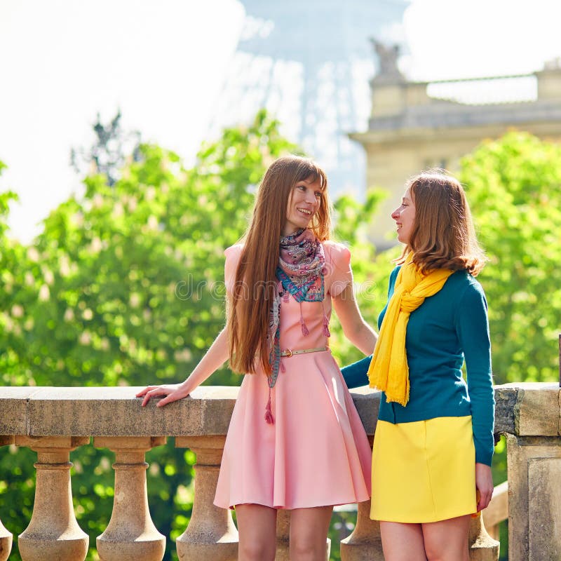 Girl in Pink Dress Near the Eiffel Tower in Paris Stock Image - Image ...