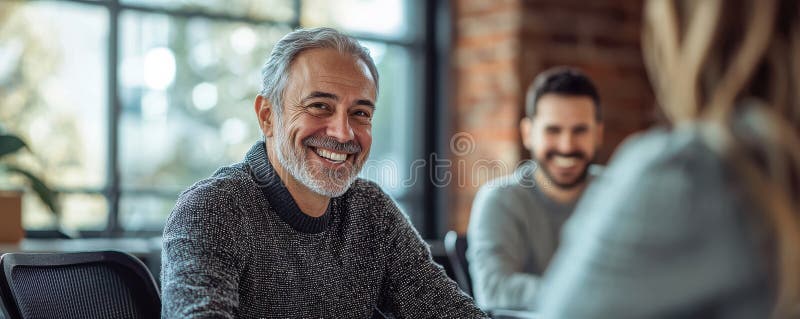 Two Cheerful People Sitting at a Table, Sharing a Joyful Conversation ...