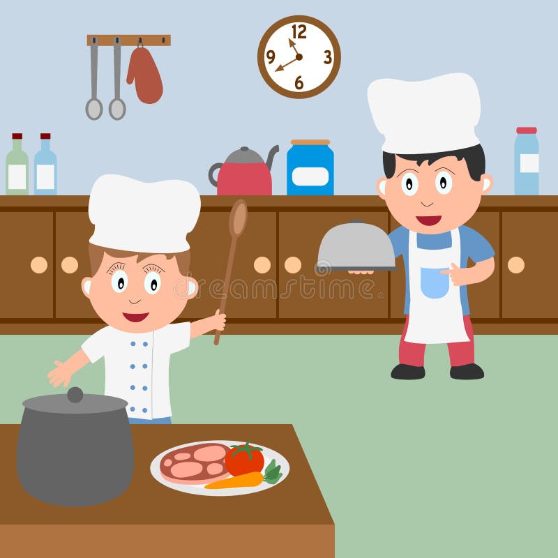 Two Children Having Fun in the Kitchen Stock Vector - Illustration of ...