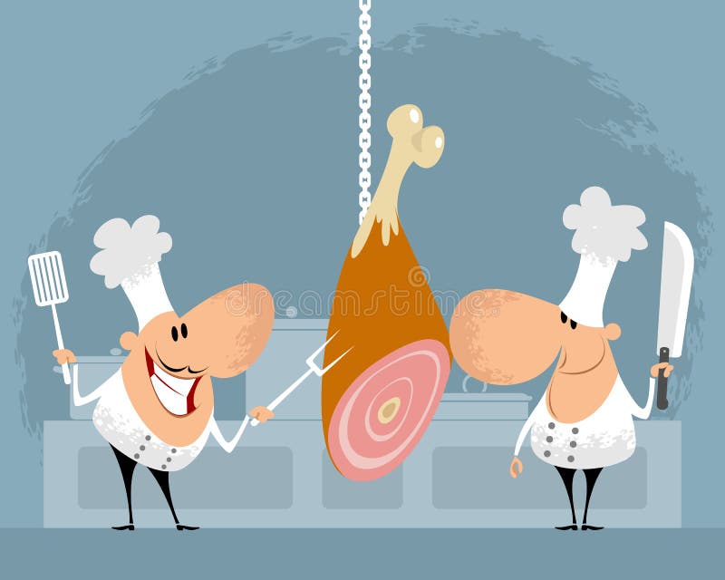 Two chefs in kitchen stock vector. Illustration of kitchen - 91982061