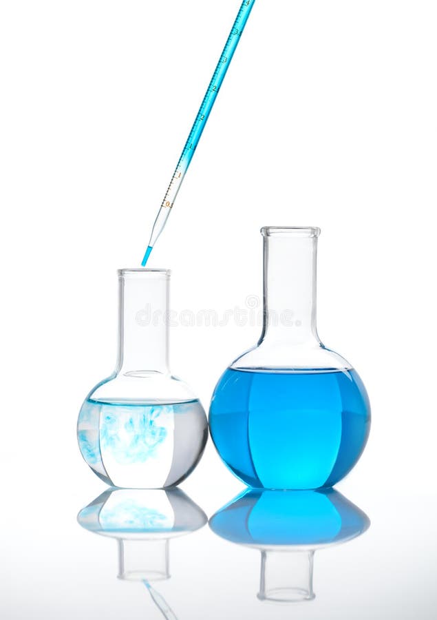 Set of Chemical Flasks and Test Tubes Stock Photo - Image of liquid ...