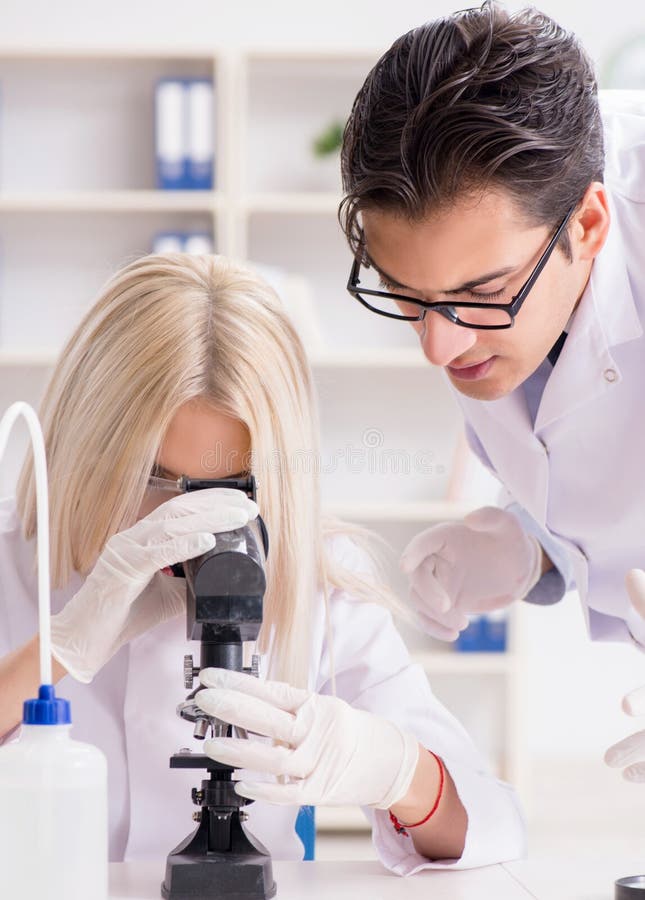 Two Chemists Having Discussion in Lab Stock Photo - Image of analysis ...