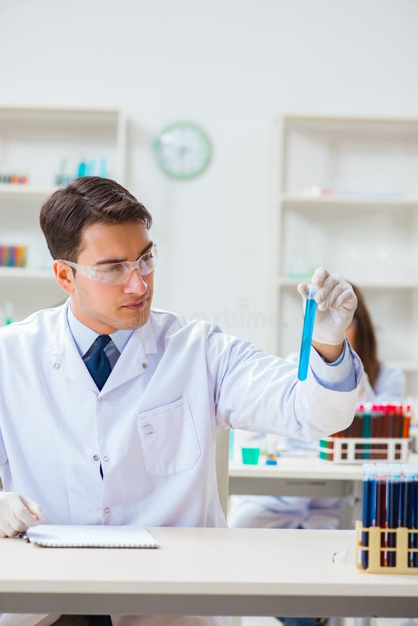 The Two Chemists Working In Lab Experimenting Stock Image Image Of