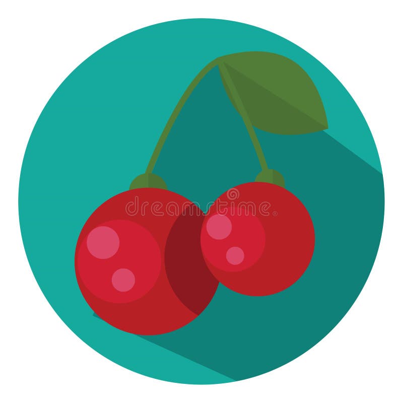 Two cherries, icon stock vector. Illustration of green - 261070175