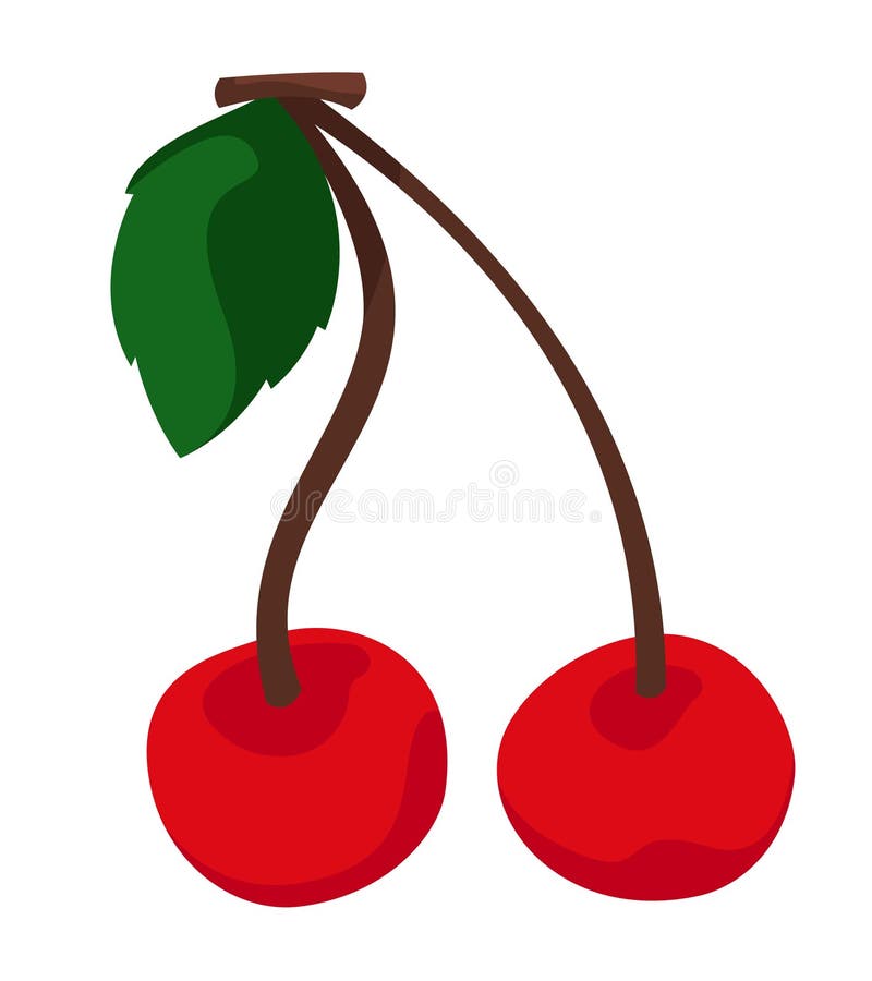 Two cherries with leaf. stock vector. Illustration of berry - 248982454