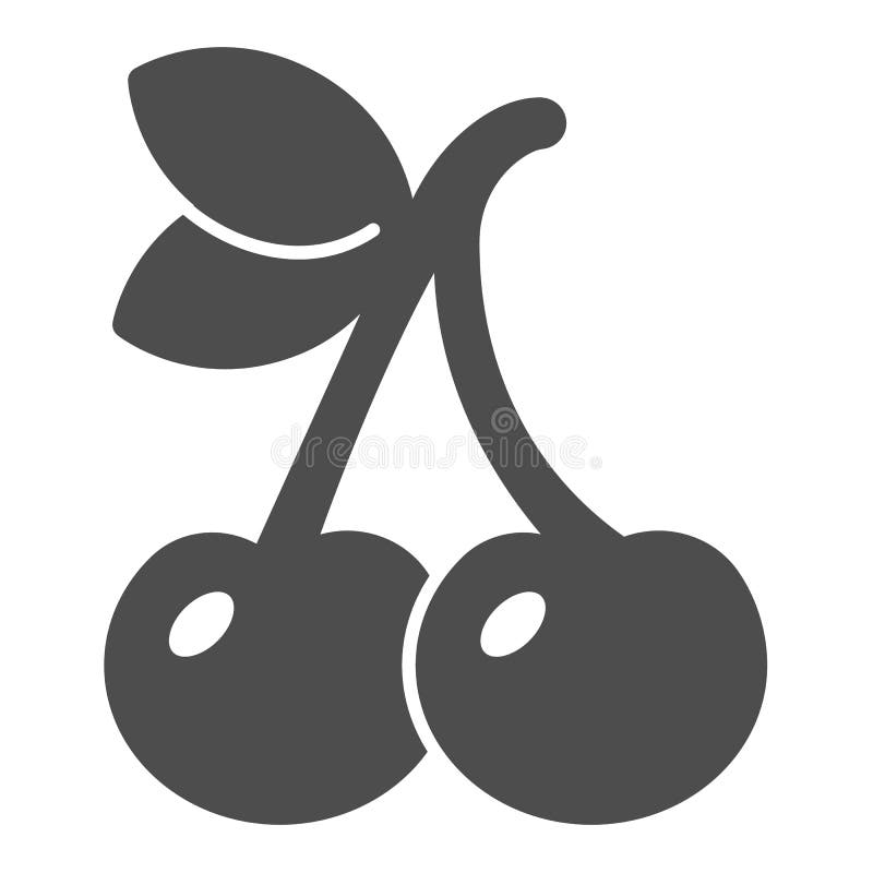 Two Cherries with Leaves, Slot Machine Solid Icon, Gambling Concept ...