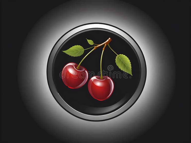 Two Cherries Logo on a Black Background Stock Illustration ...