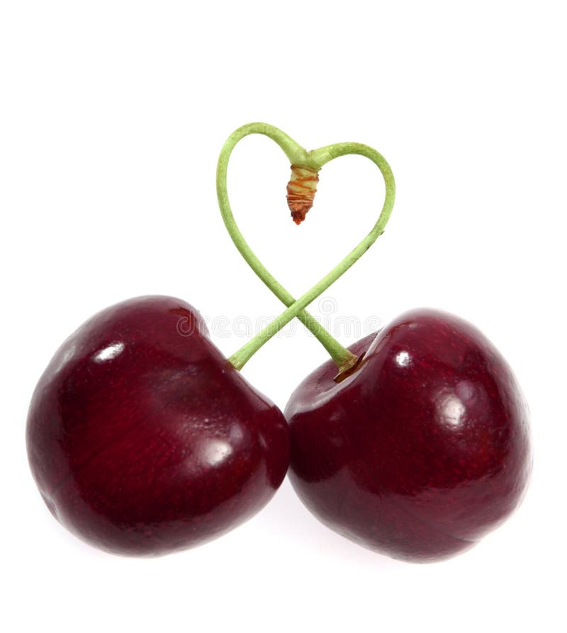 Two Cherries Tied Together Heart Stock Photos - Free & Royalty-Free ...