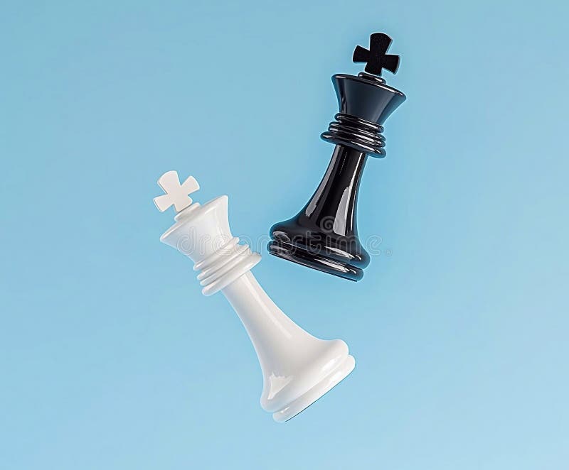 Two Chess Pieces Representing the King in Black and White Against a ...