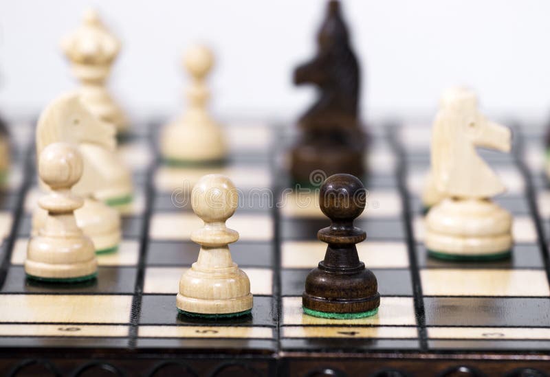 Two Chess Pawn Standing Next To Each Other, Making Decision and Take a ...