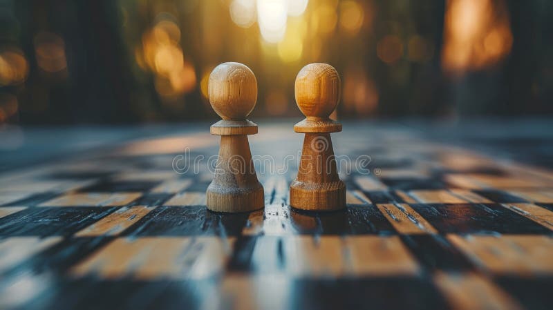 Two chess pawns on board stock image. Image of foresight - 354983335