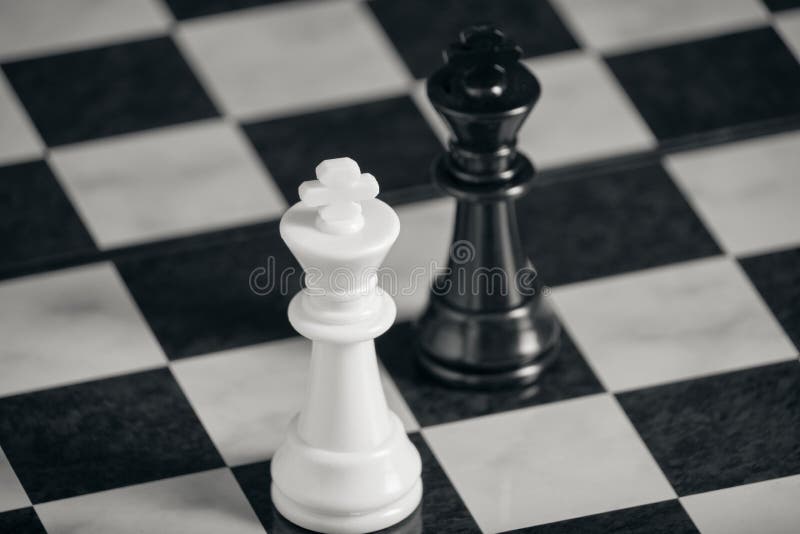Two Chess Pieces, Two Kings on Chess Board Stock Image - Image of white ...