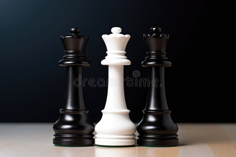 Two Chess Pieces One Black, One White Standing Side by Side Stock Image ...