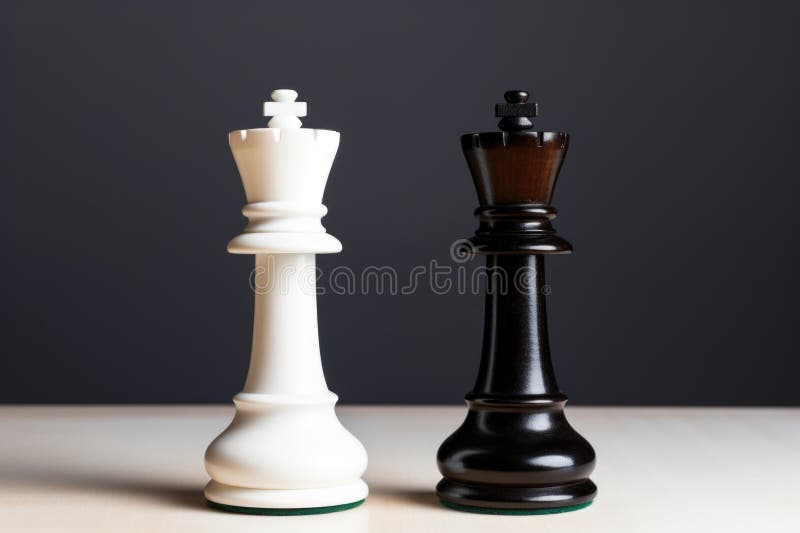 Two Chess Pieces One Black, One White Standing Side by Side Stock Image ...
