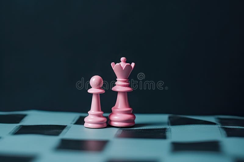 Two Chess Pieces Pink Paper Heart between Stock Image - Image of figure ...