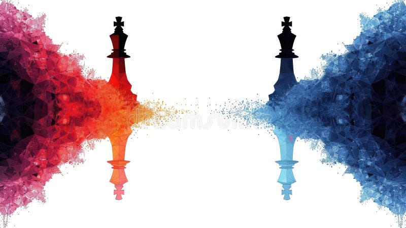 Two Chess Pieces are Reflected in a Splash of Color Stock Photo - Image ...