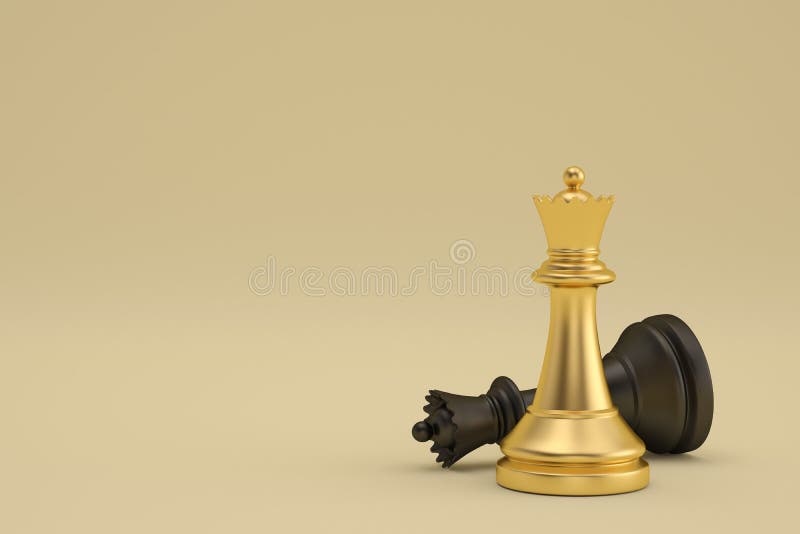 Two Chess Queens on Yellow Background, 3D Render. 3D Illustration Stock ...