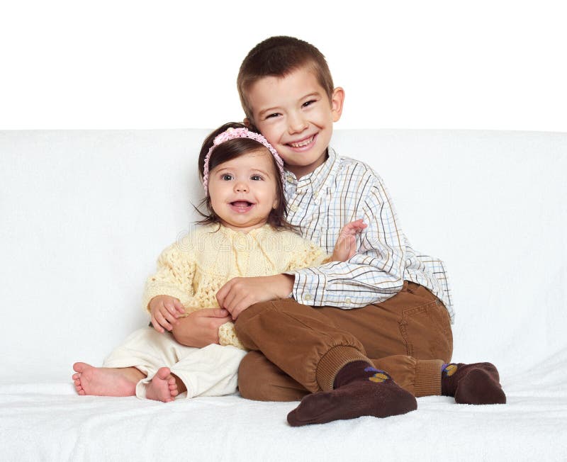 Two Child Brother and Sister Portrait Stock Image - Image of brother ...