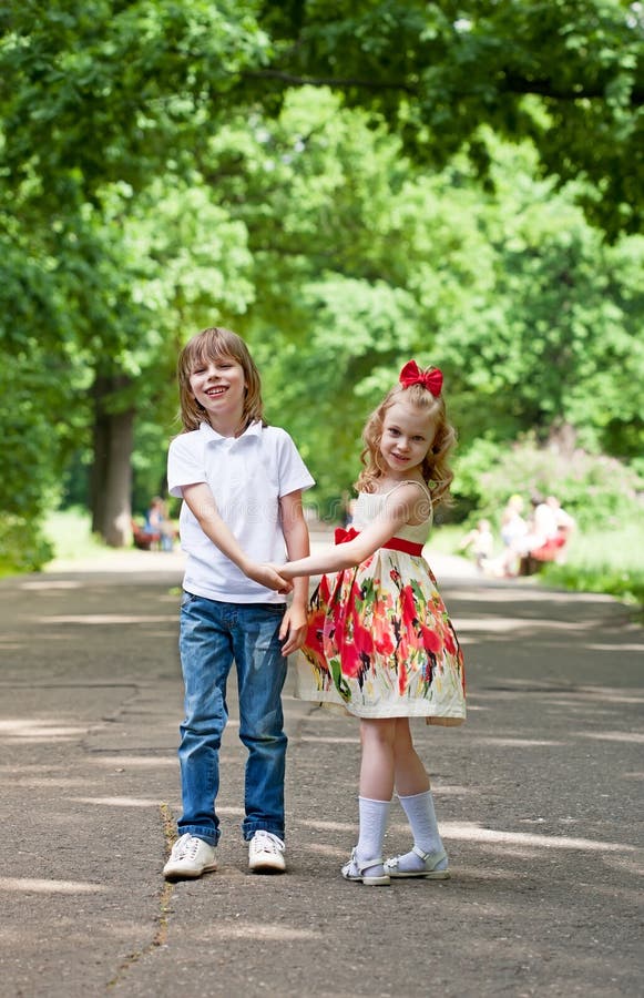 Two children stock image. Image of nature, girl, meeting - 20253375