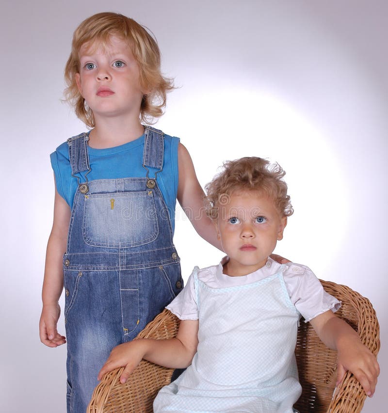 Two children stock photo. Image of jeans, eyes, family - 205380