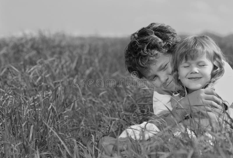 Two children stock photo. Image of black, beauty, green - 7108862