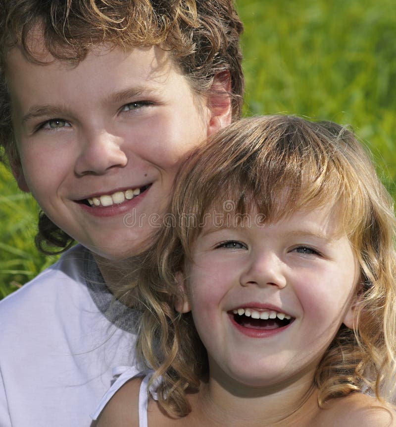 Two children stock image. Image of smiling, girl, outdoor - 7698171