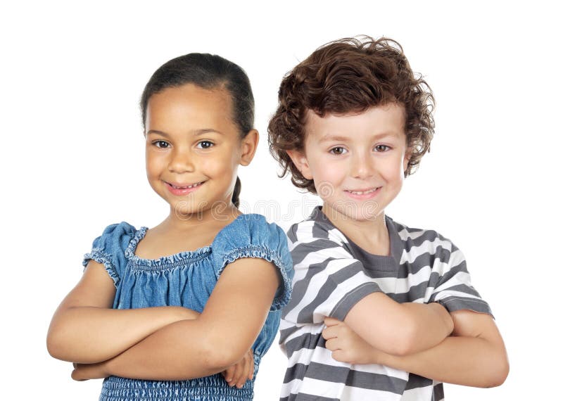 Two Children of Different Races Stock Photo - Image of blond, american ...