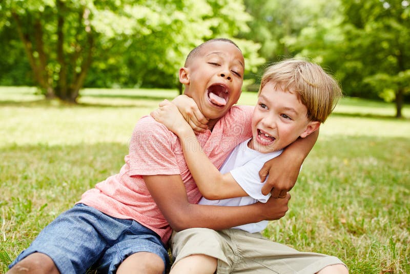 Two Children Fight and Fight Stock Image - Image of autumn, strength ...
