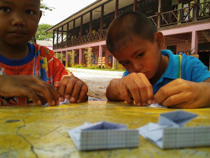 Two children make the car editorial stock photo. Image of idea - 44418973