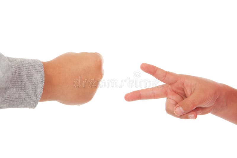 Two Children Playing Rock Paper Scissors Stock Image - Image of detail ...