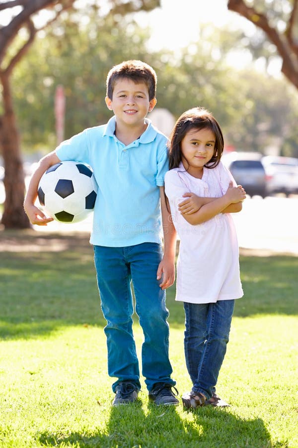 Two Children Playing Soccer Together Stock Image - Image of happy ...