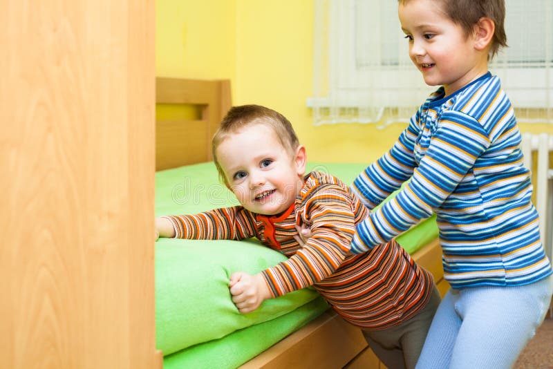 Two Children Playing Together Stock Photo - Image of home, children ...