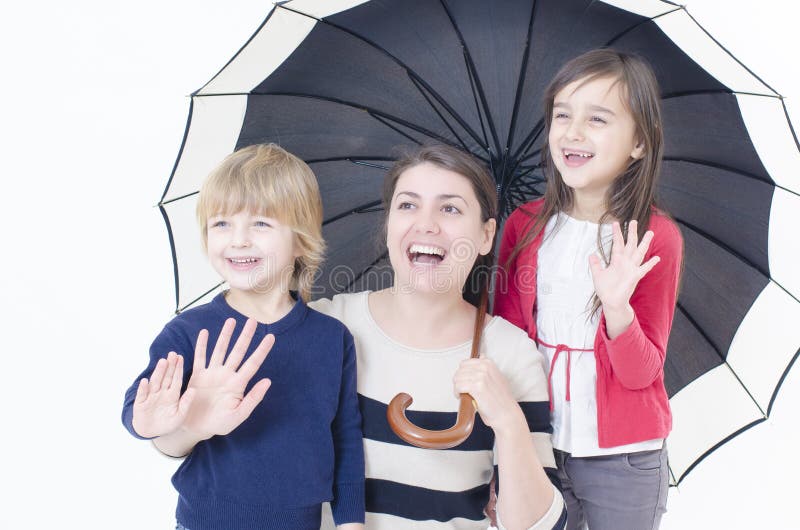 Two Children Saying Welcome Stock Image - Image of parent, woman: 28518675
