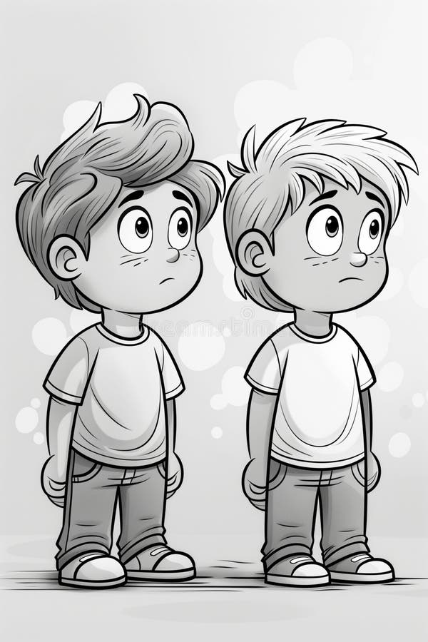 Two Children Standing Side by Side in a Simple, Casual Pose Stock Photo ...