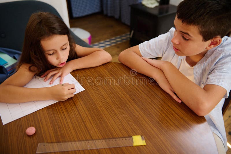 Kids Working Together on Homework Stock Image - Image of growing ...