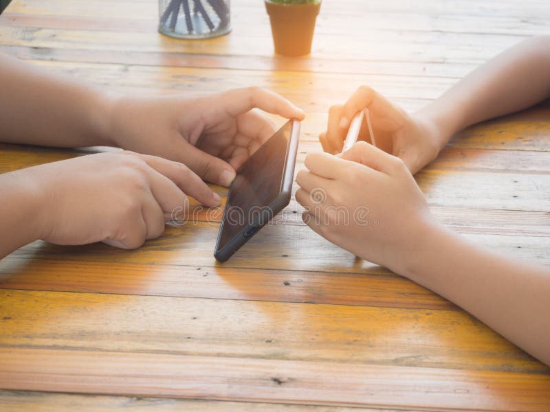 Two Children are Touching the Screen. Stock Image - Image of touching ...