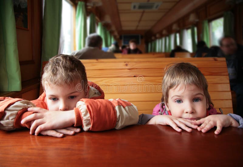 Two children in train stock image. Image of human, liner - 9297449