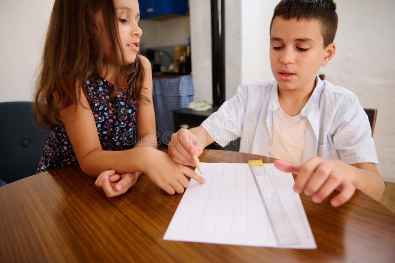 Children Collaborating on a Task Stock Image - Image of development ...