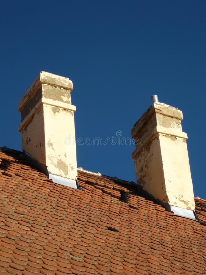 Two chimneys stock image. Image of outdoors, tiles, chimneys - 12006335