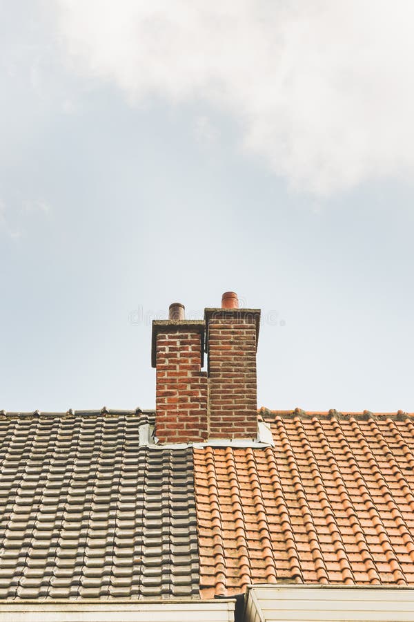 Two chimneys stock image. Image of exterior, colored - 91048405