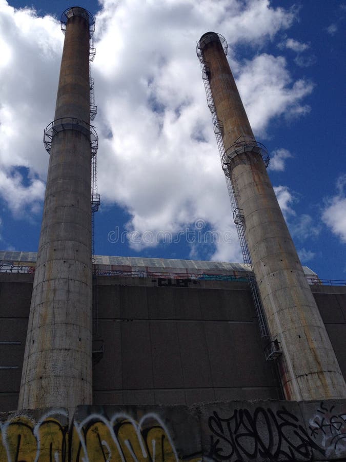 Two chimneys stock image. Image of abandomned, chimney - 42532515