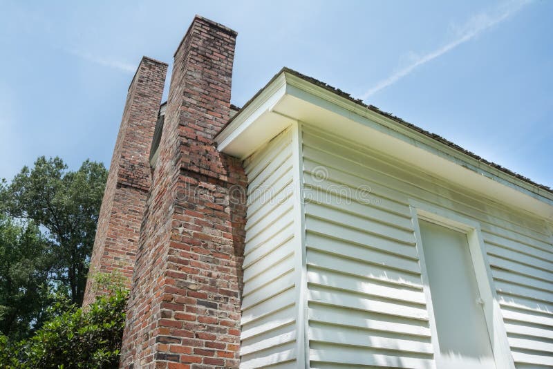 Two Chimneys. stock photo. Image of blue, brick, antebellum - 85462724