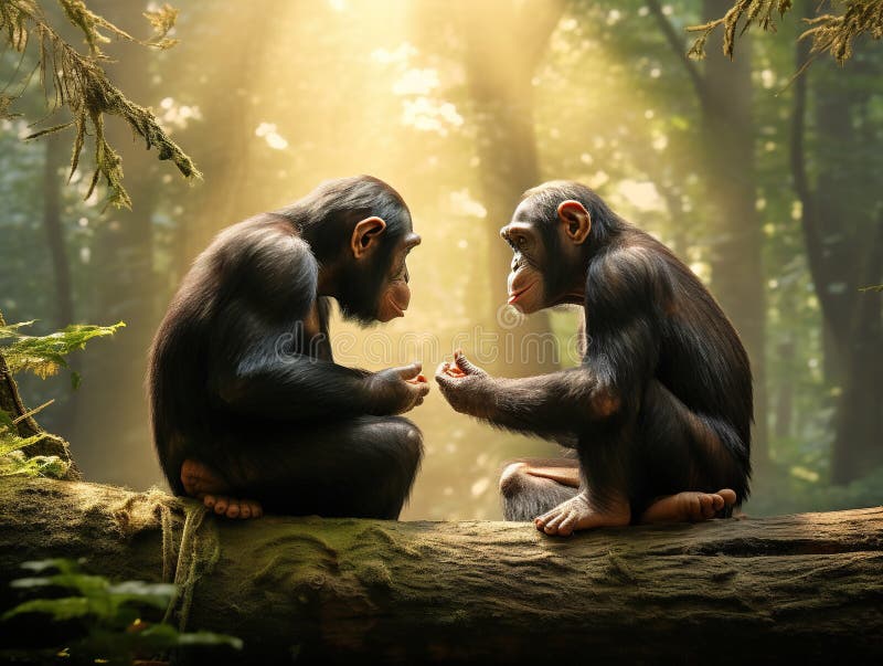 Two chimpanzees talking stock illustration. Illustration of hand ...
